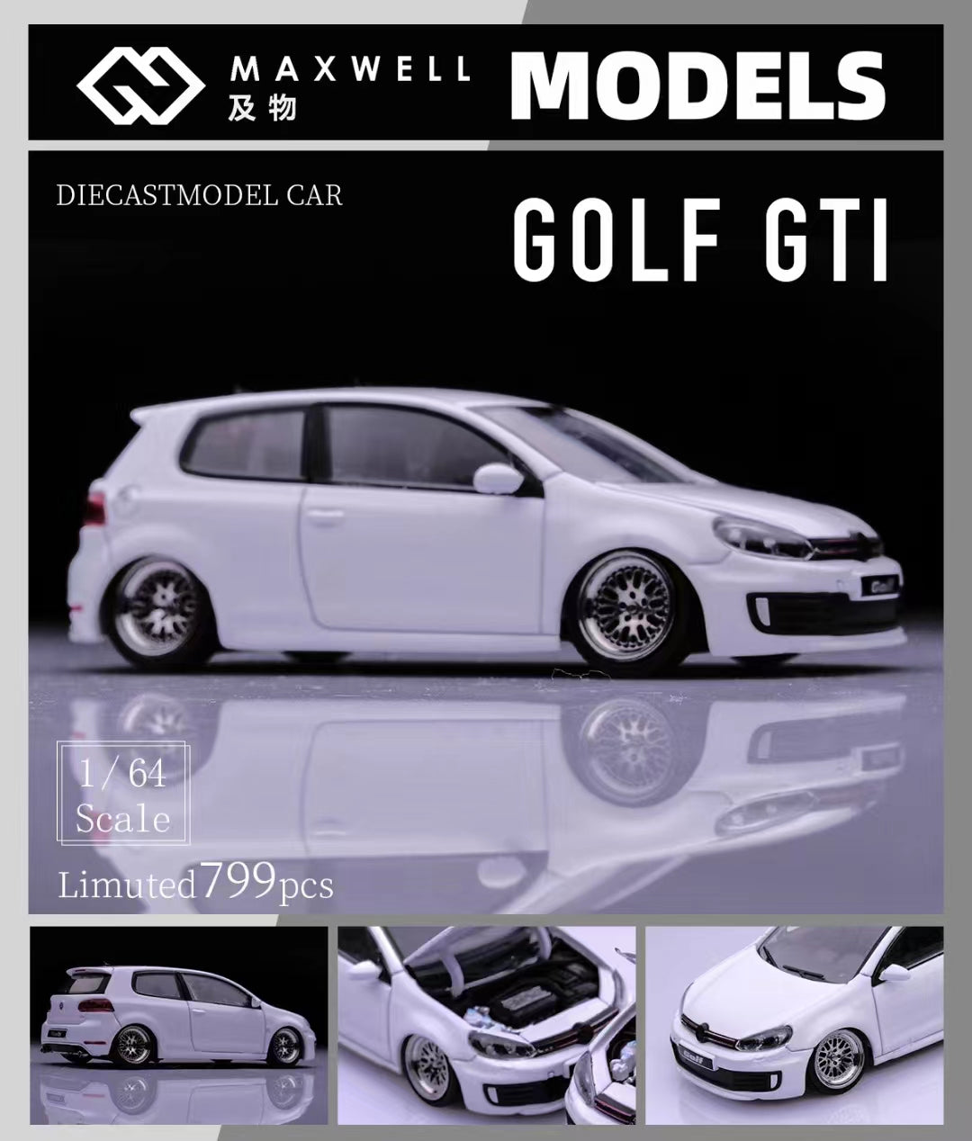 Maxwell Model 1:64 Volkswagen Golf GTI MK6 White – Horizon Diecast