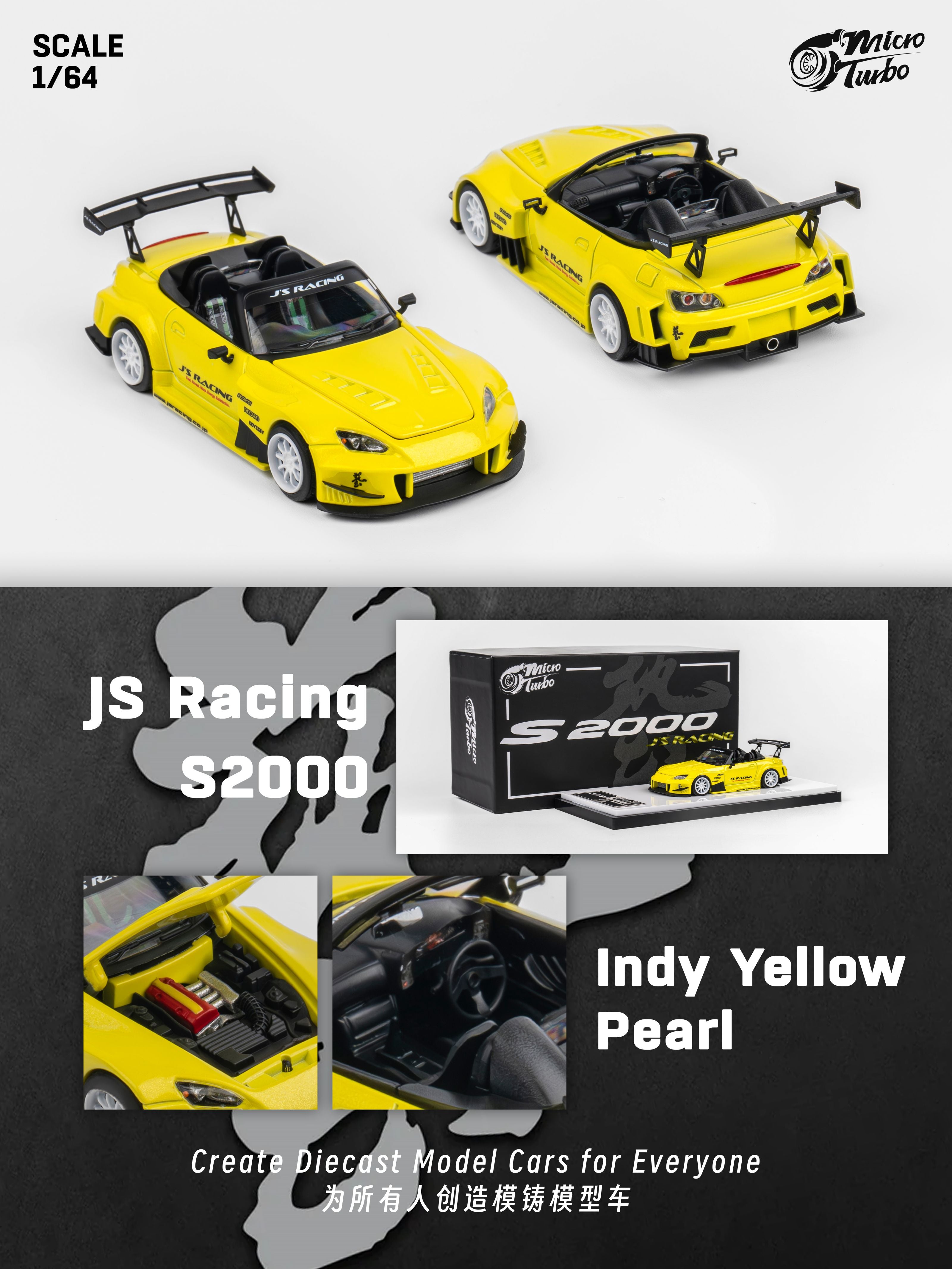 Microturbo 1:64 Custom S2000 JS Racing - Indy Yellow Pearl – Horizon ...