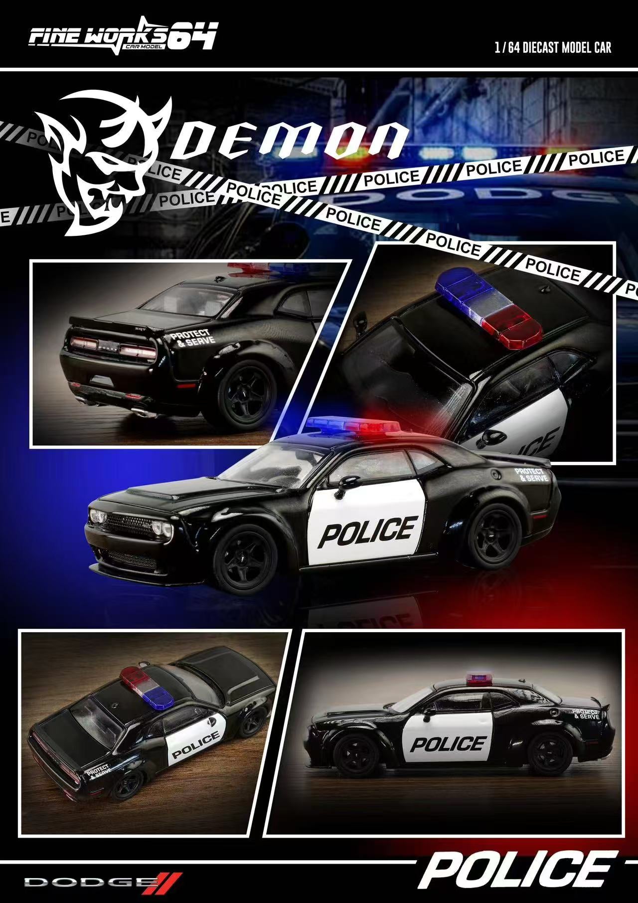 Fine works64 1:64 Dodge Challenger SRT Hellcat - Police Livery ...