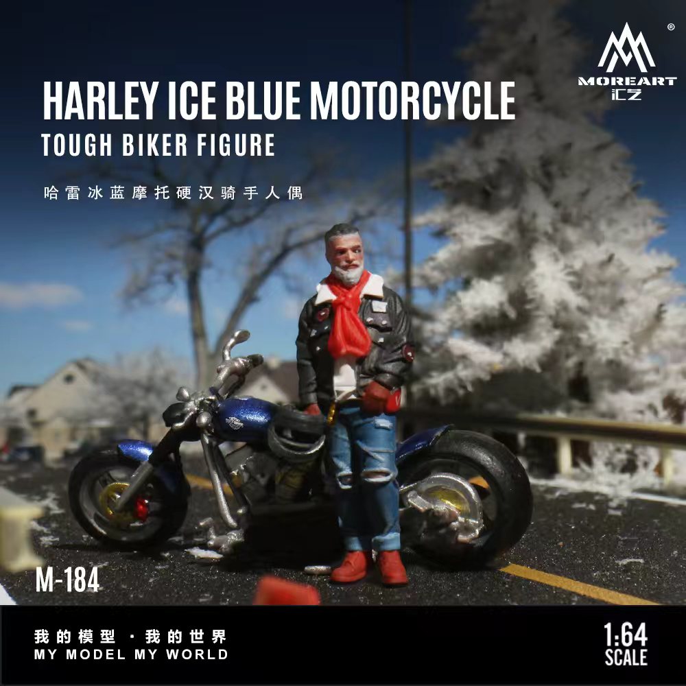 MoreArt 1:64 HARLEY ICE BLUE MOTORCYCLE TOUGH BIKER FIGURE MO222184 ...