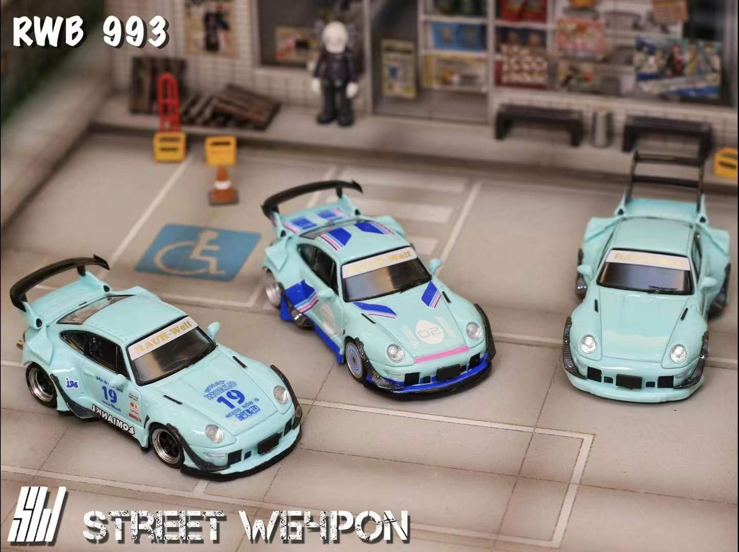 Street Weapon 1:64 Porsche RWB 993 (3 Versions) – Horizon Diecast