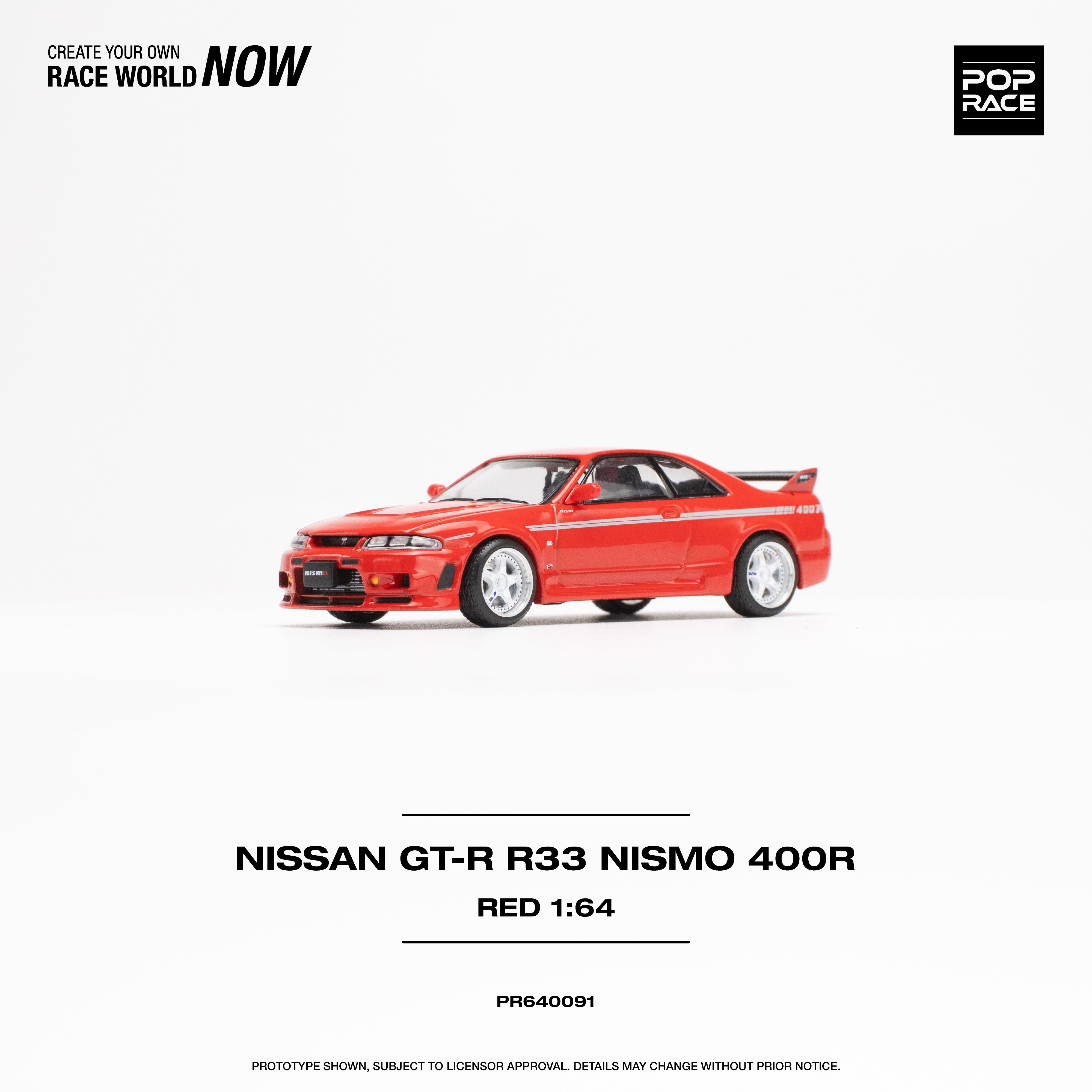 POPRACE 1:64 NISSAN GT-R R33 NISMO 400R - SUPER CLEAR RED PR640091 ...