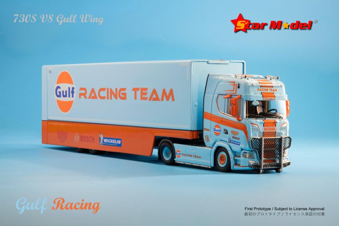 Star Model 1:64 Scania S730 V8 Transport Trailer Gulf Oil – Horizon Diecast