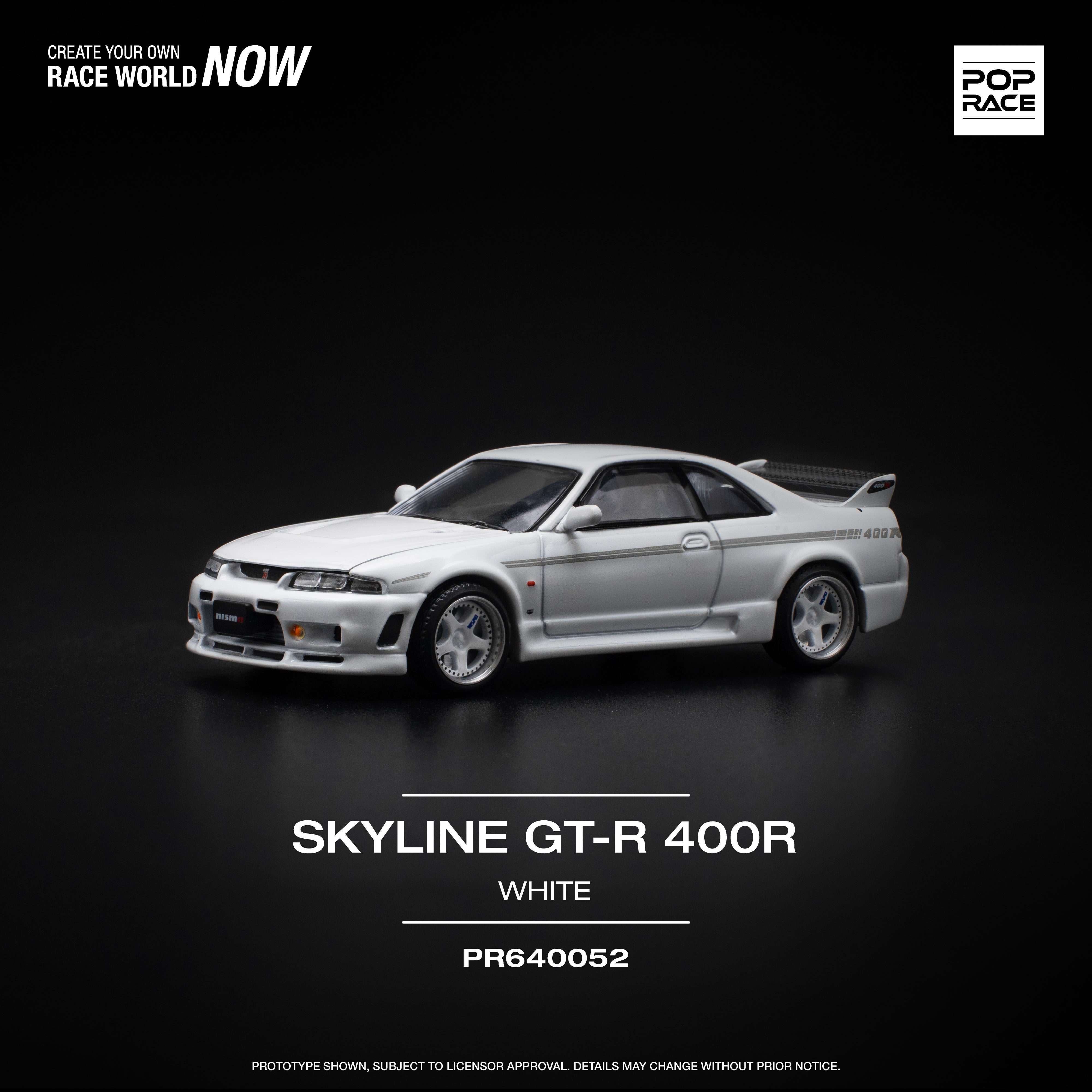 POPRACE 1:64 NISSAN GT-R R33 NISMO 400R - WHITE PR640052 – Horizon Diecast