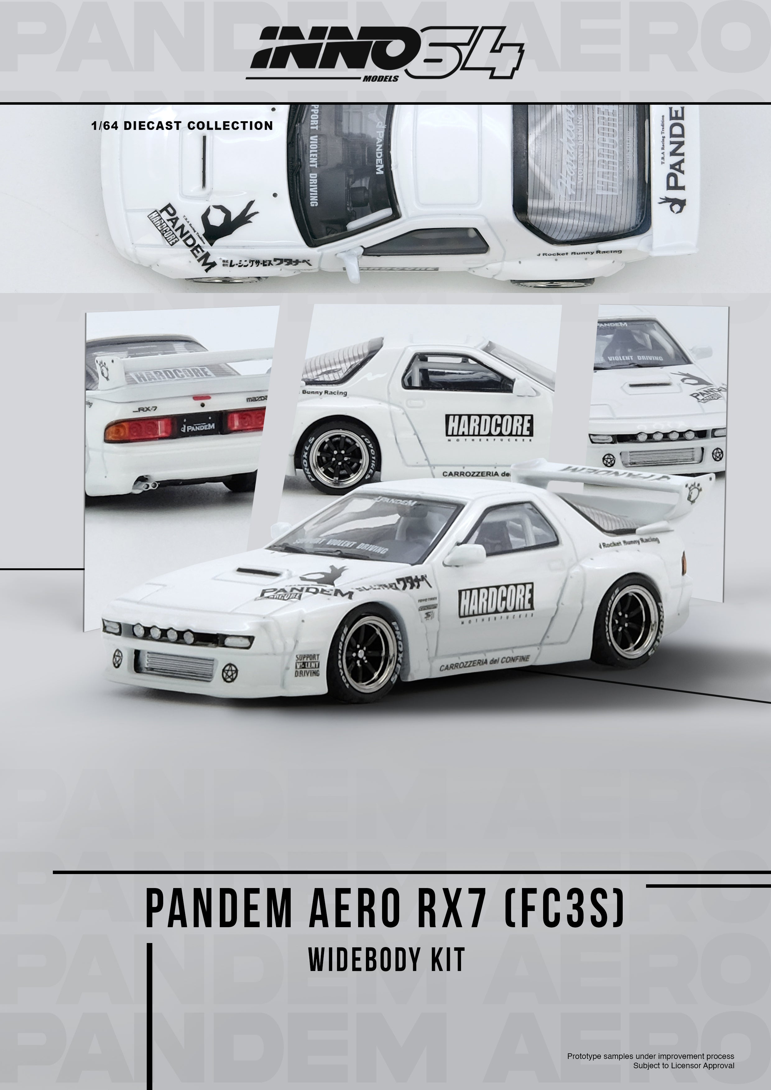 Inno64 1:64 MAZDA RX7 (FC3S) "PANDEM AERO" Widebody Kit IN64-RX7FCP-WH ...