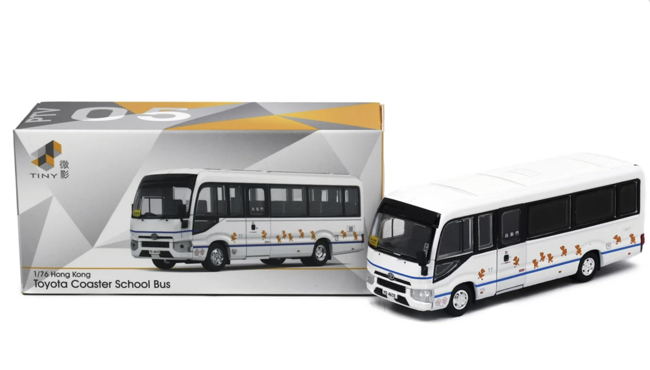 Tiny City 1:76 Toyota Coaster (B70) School Bus (19-seats) (YD4633) (Wh ...