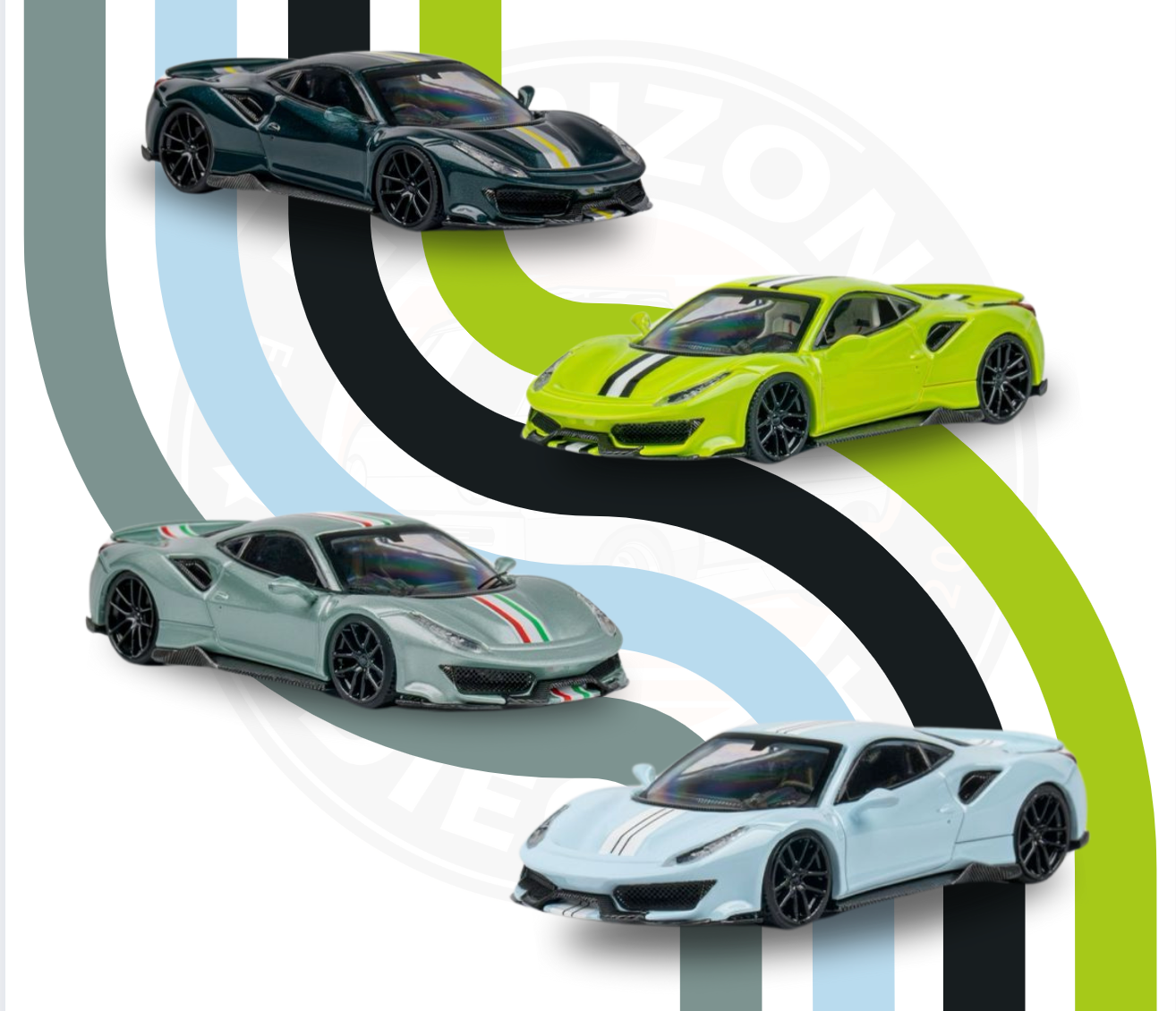 DCM 1:64 Novitec Ferrari 488 Pista (4 Versions) – Horizon Diecast