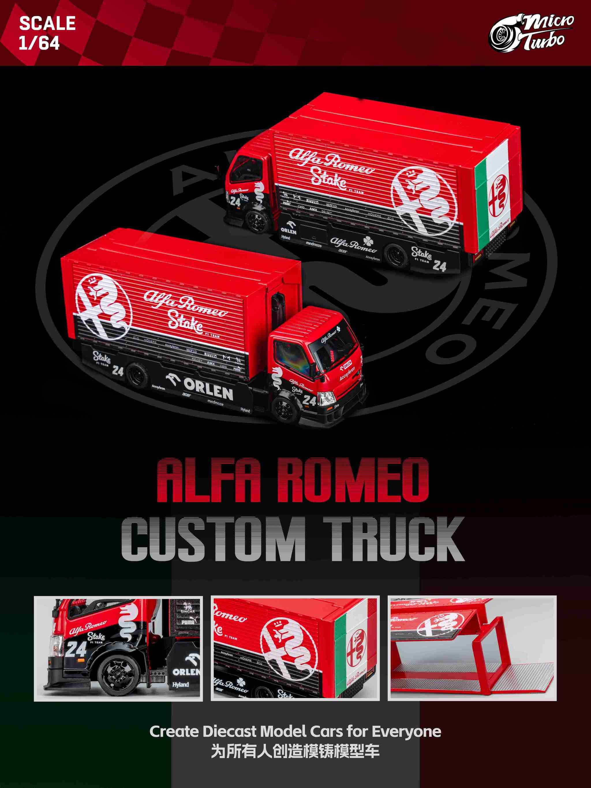 Microturbo 1:64 Custom Alfa Romeo Box Truck - AR Red MT6404B10 ...